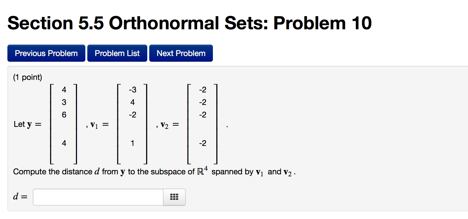 Solved Section 5 5 Orthonormal Sets Problem 10 Previous