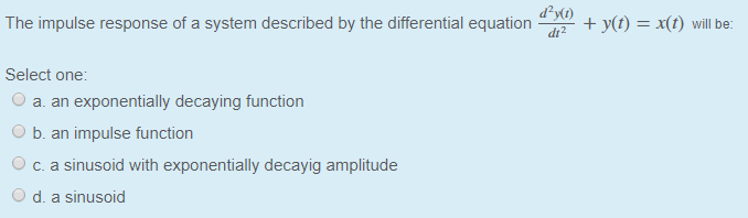 Solved The impulse response of a system described by the | Chegg.com