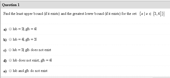 Solved Find the least upper bound (if it exists) and the | Chegg.com