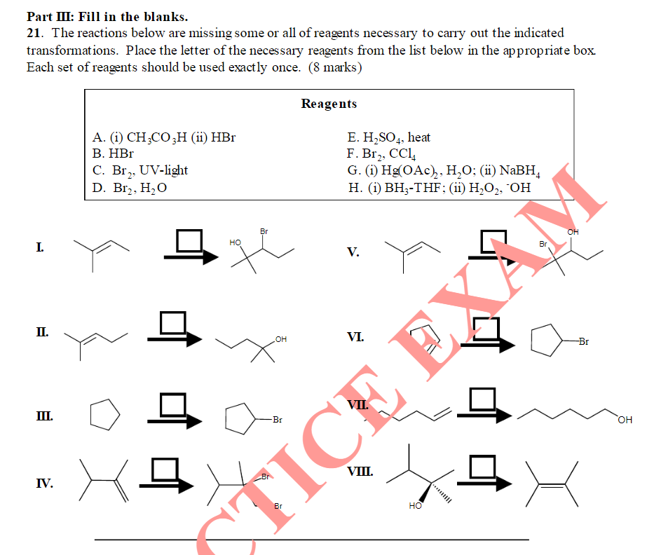 Solved Part Ш: Fill in the blanks. 21. The reactions below | Chegg.com