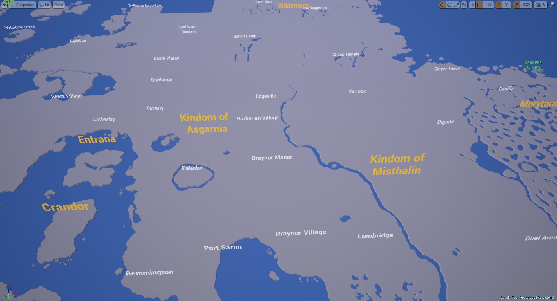 Very basic 1:1 Representation of Gielinor in Unreal Engine. : r/runescape