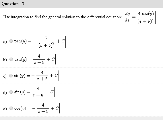 Solved Use integration to find the general solution to the | Chegg.com
