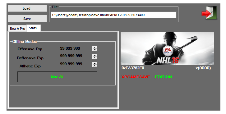 [TEAM-XPG ] [360Revolution]NHL 2016 Legacy Edition save Editor [0.1 ...