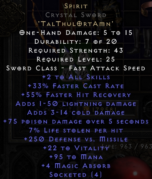 Spirit Crystal Sword - Topic - d2jsp