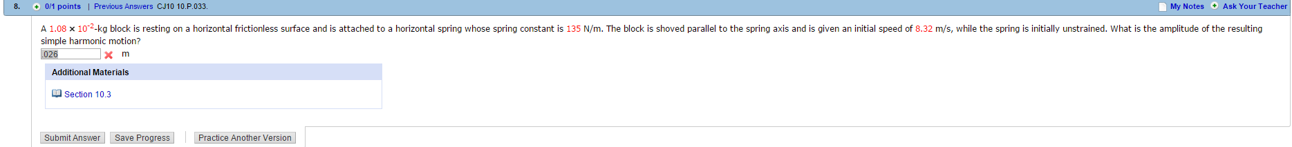 Solved A 1.06 Times 10^-2 kg block is resting on a | Chegg.com