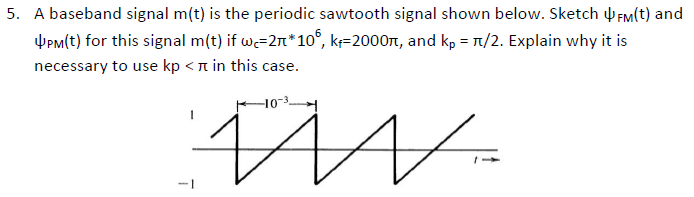 Solved 5. A baseband signal m(t) is the periodic sawtooth | Chegg.com