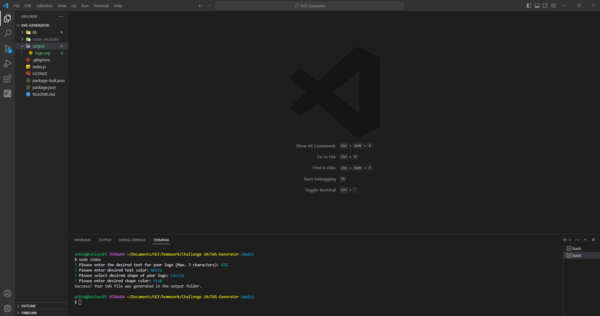 GitHub - Ashleyg5/SVG-Generator: I built an SVG logo generator where users input parameters via ...