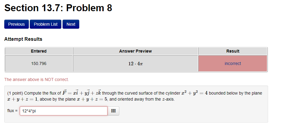 Solved Section 13.7: Problem 8 Previous Problem List Next | Chegg.com