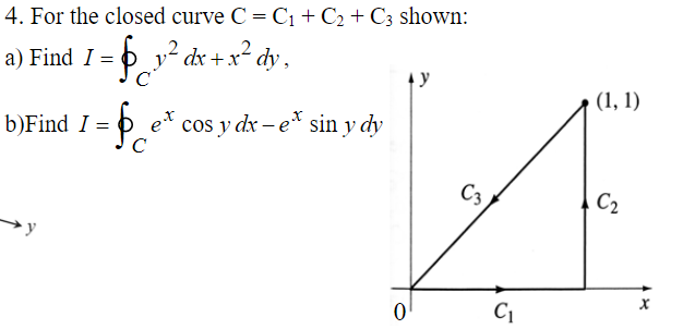 Solved 4. For the closed curve C-C1C2 + C3 shown: a) Find | Chegg.com