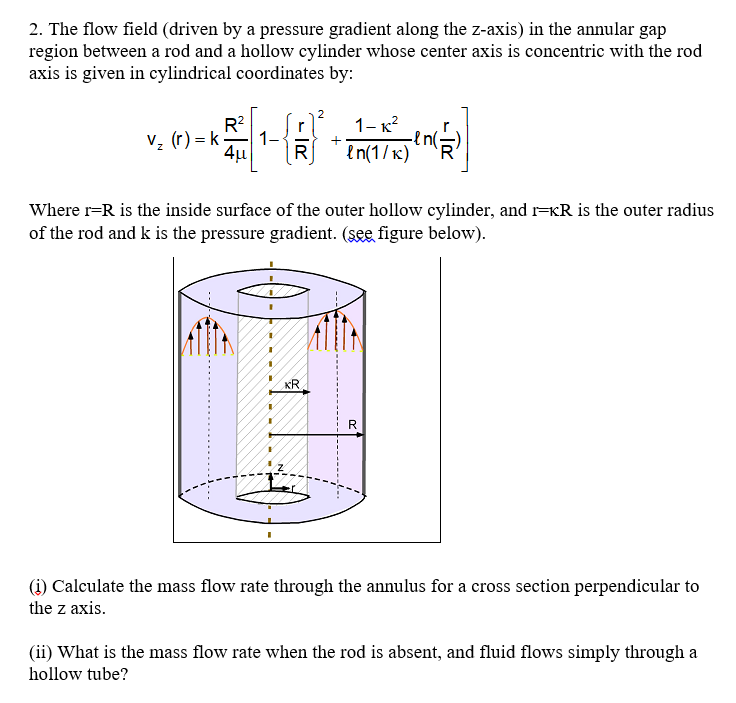 Solved 2. The flow field (driven by a pressure gradient | Chegg.com