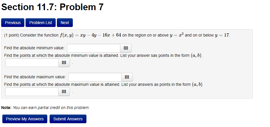 Solved Section 11.7: Problem 7 Previous Problem List Next 1 | Chegg.com