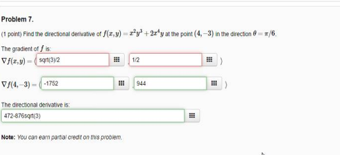 Solved Problem 7. (1 point) Find the directional derivative | Chegg.com
