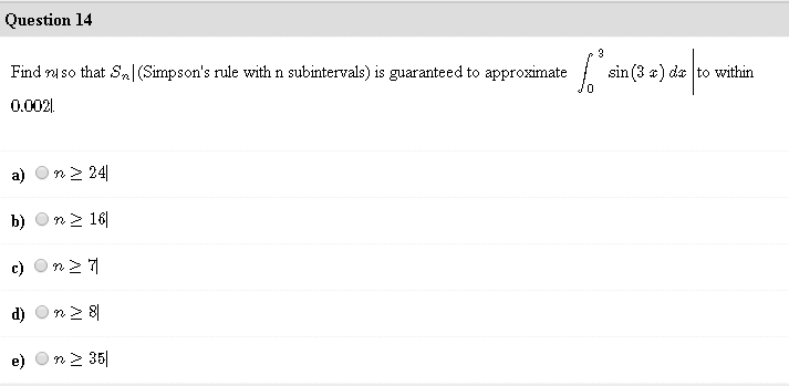 Solved Find n| so that S_n | (Simpson's rule with n | Chegg.com