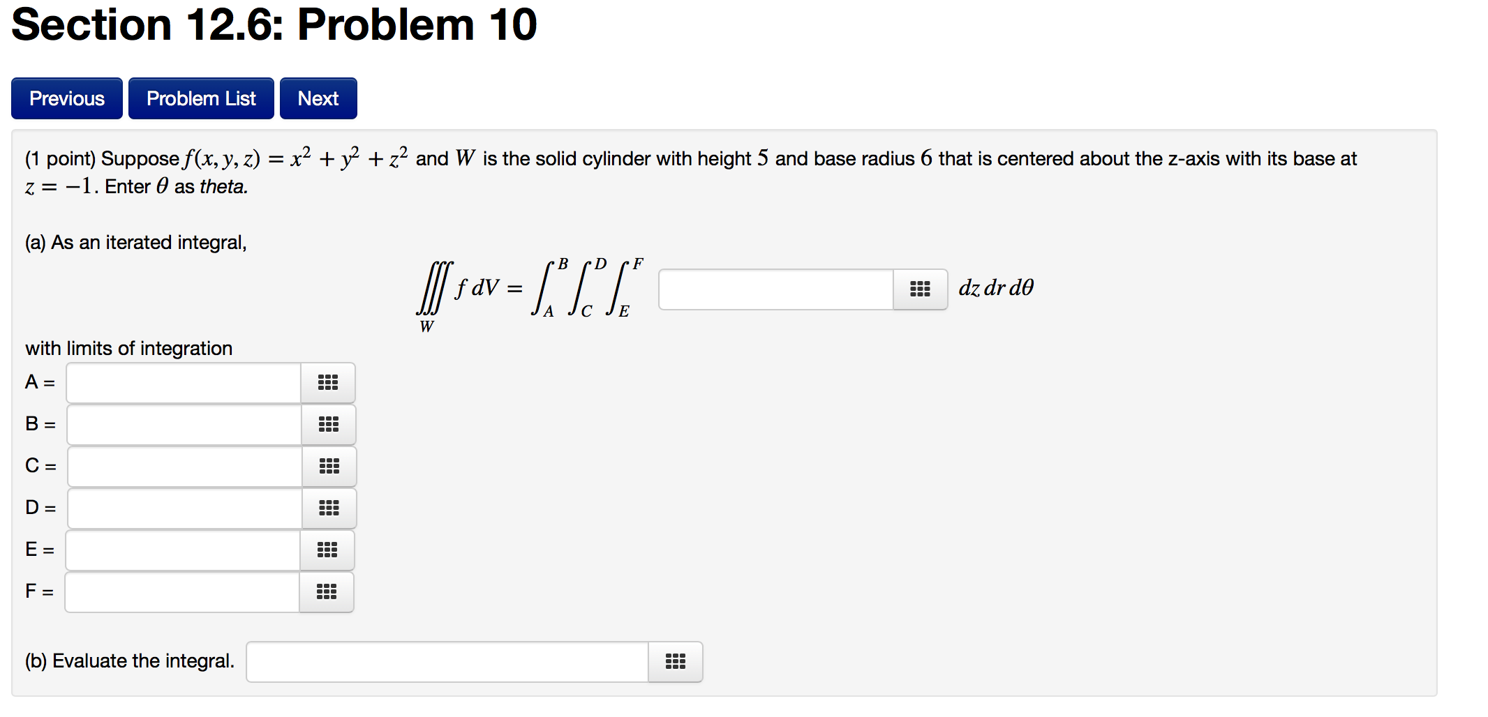 Solved Section 12.6: Problem 10 Previous Problem List Next | Chegg.com