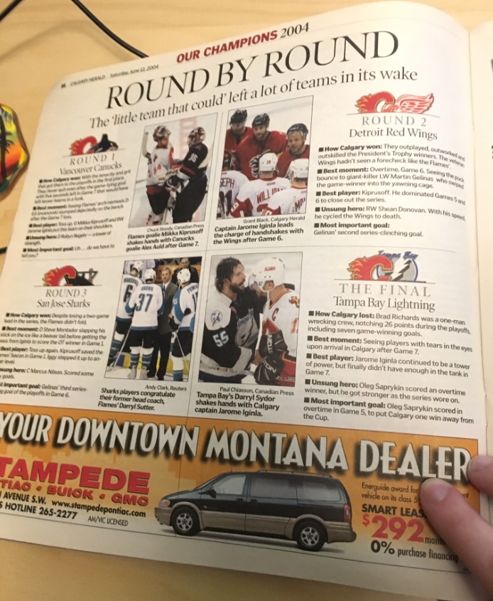 I came across a 72 page Calgary Herald magazine on the 2004 Cup run ...