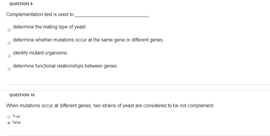 Solved QUESTION 9 Complementation test is used to determine | Chegg.com