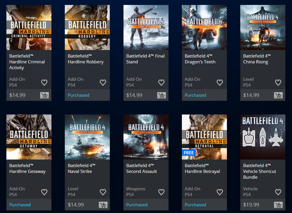 Does anyone have a list of all Battlefield 4/Hardline DLC that's been ...