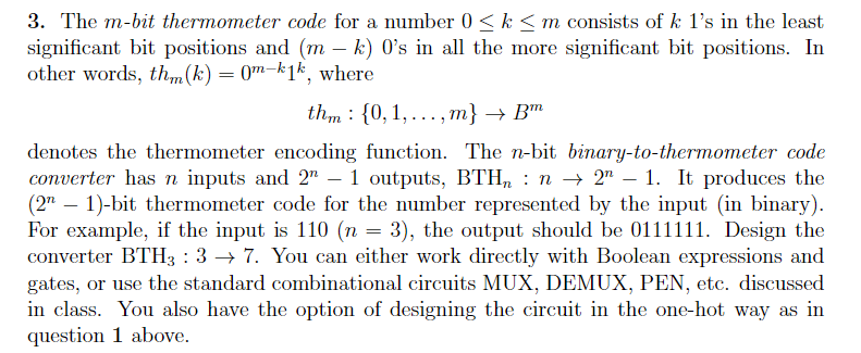 3. The m-bit thermometer code for a number 0 | Chegg.com