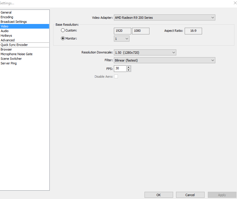 Video -> Base Resolution -> Monitor // I click apply and it resets to ...