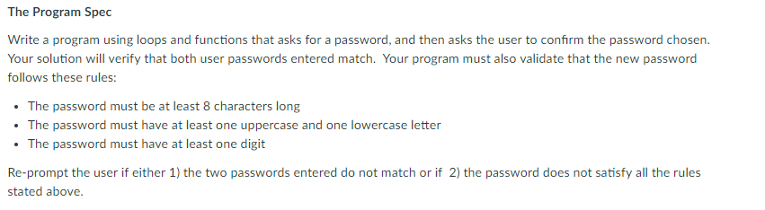 Solved The Program Spec Write a program using loops and | Chegg.com