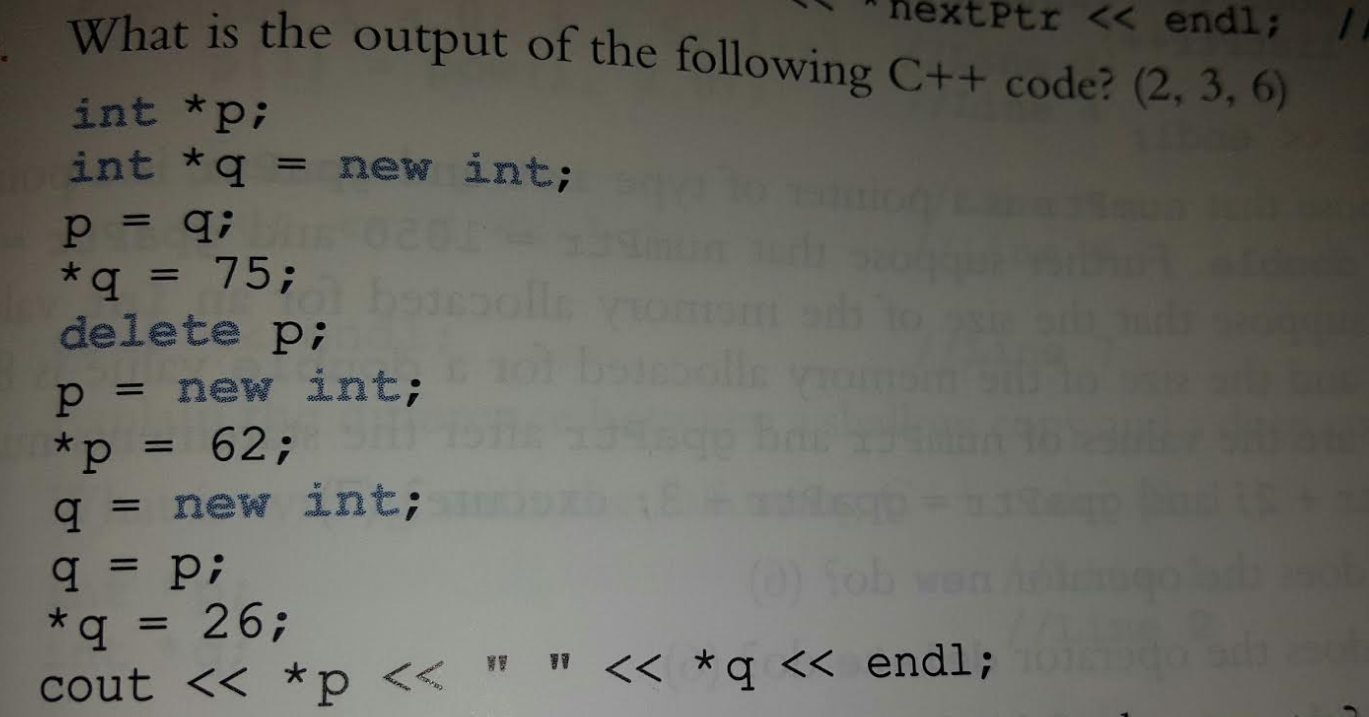 Solved What is is the output of the following Ptr (2, 3, 6) | Chegg.com