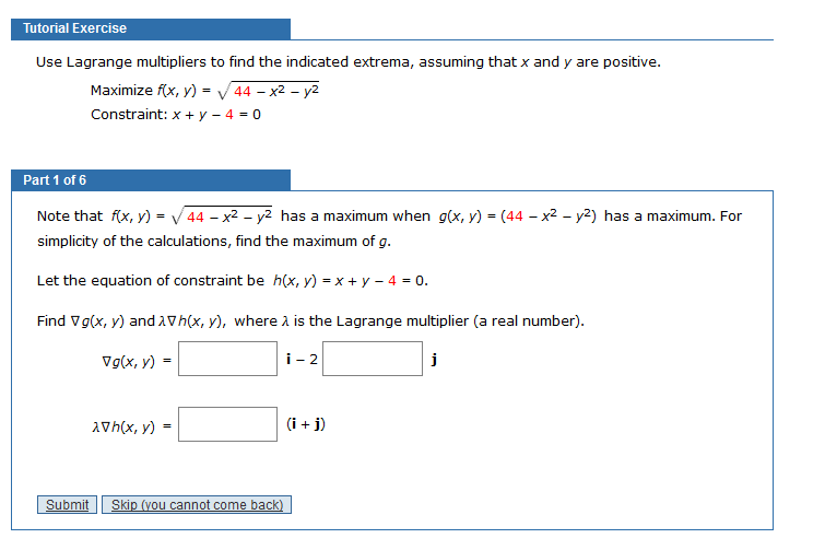 Solved Tutorial Exercise Use Lagrange multipliers to find | Chegg.com Solved Tutorial Exercise Use Lagrange multipliers to find | Chegg.com