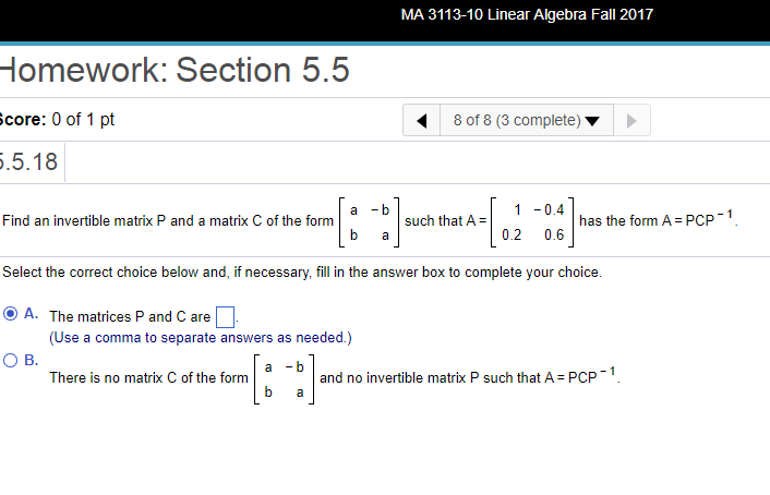 Solved Ma 3113 10 Linear Algebra Fall 2017 Omework Section