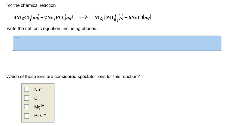 Solved For the chemical reaction write the net ionic | Chegg.com