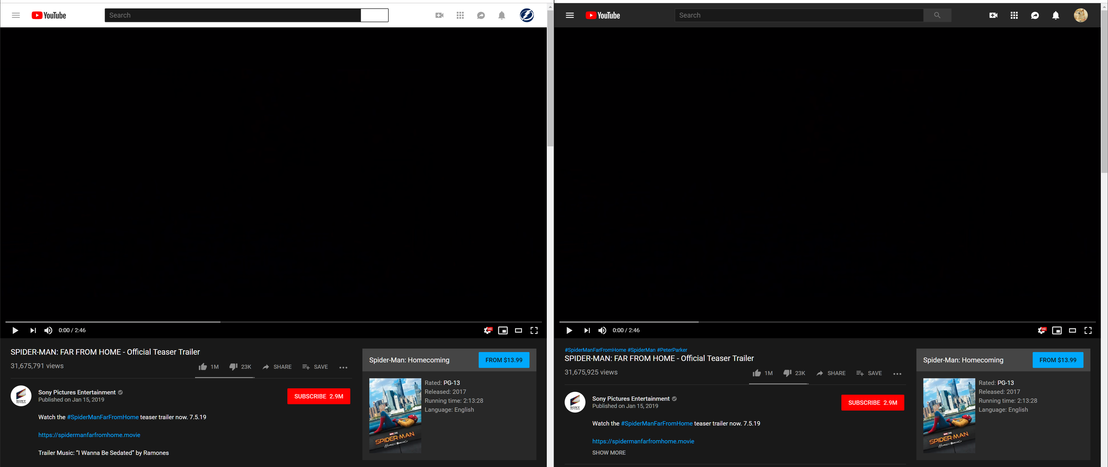 Weird UI bug : r/youtube