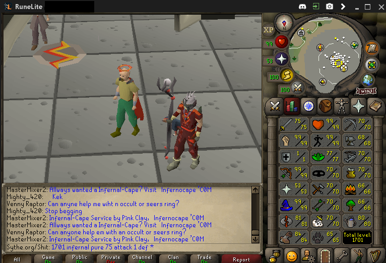 VOUCHES ️ MAXED PURES ♨️ 75 ATTACK ♨️ 50 ATTACK Infernal cape - ⭐⭐⭐OG ...