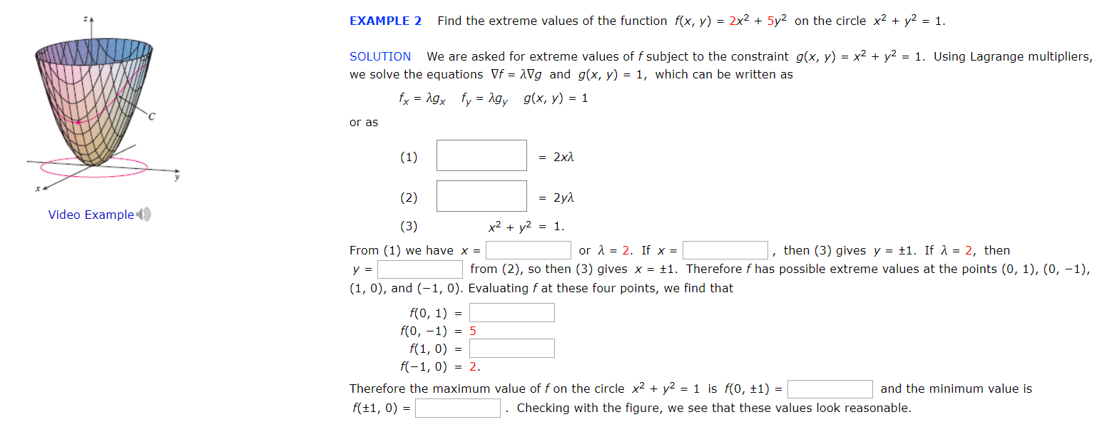 Solved EXAMPLE 2 Find the extreme values of the function | Chegg.com