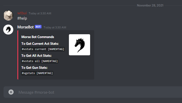 GitHub - wtbui/Morse-Discord-Bot: A Java based Valorant web-scraping bot for use in Discord servers.