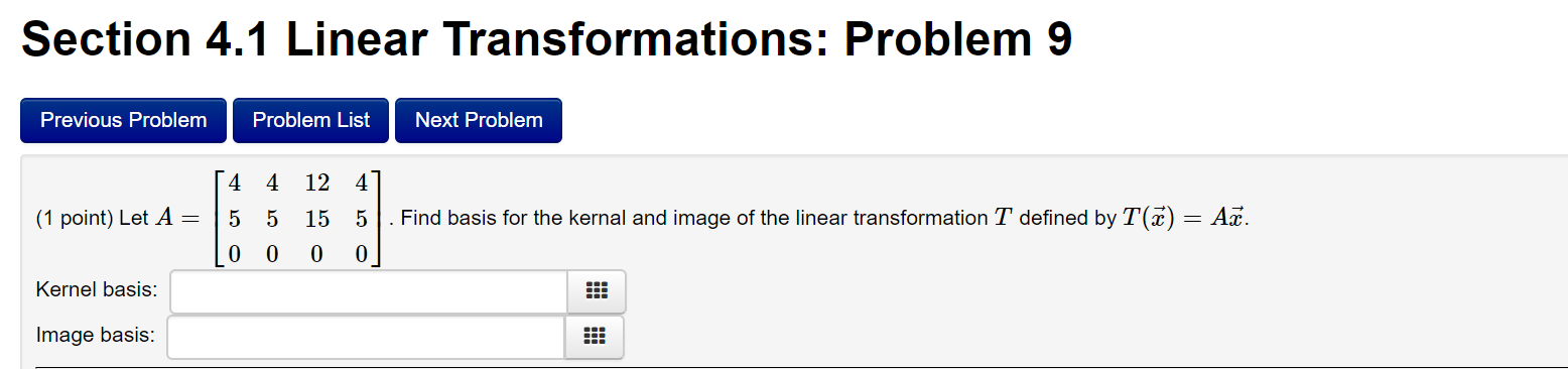 Solved Section 4 1 Linear Transformations Problem 9