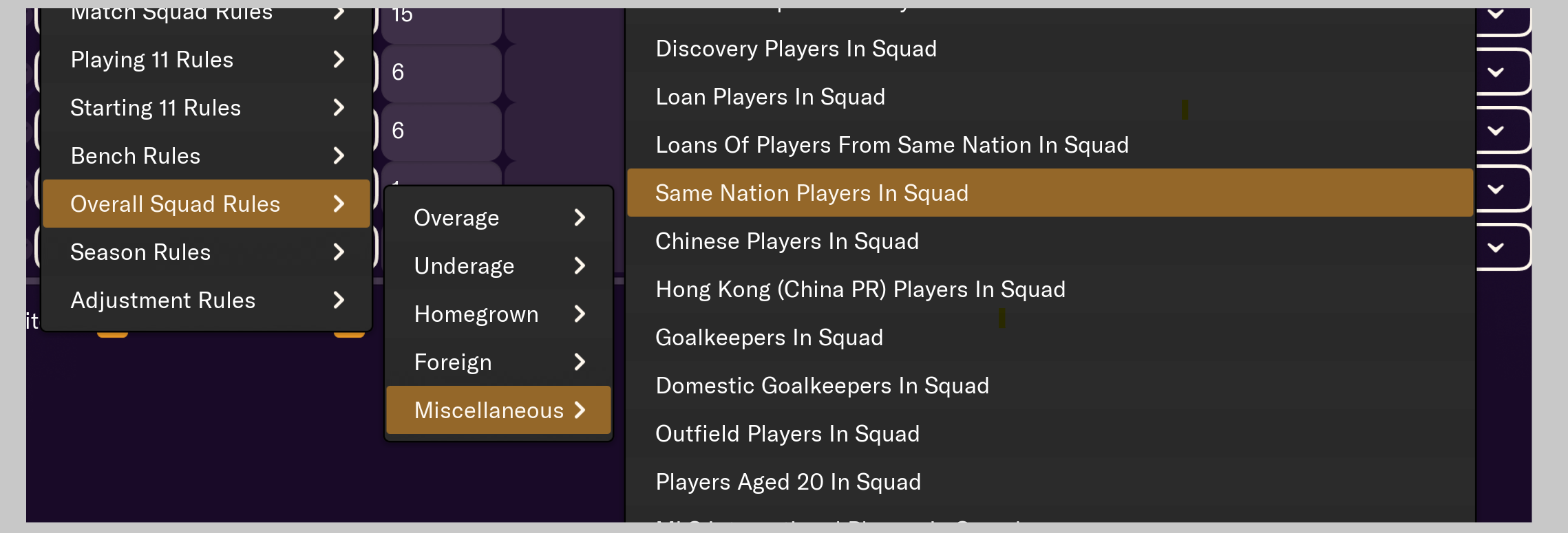 How do I change squad registration rules for each competition/nation ...