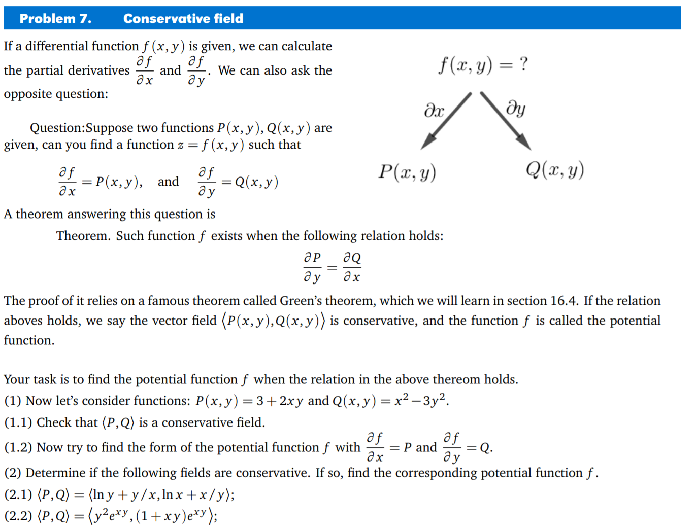 Solved Conservative field Problem 7 If a differential | Chegg.com