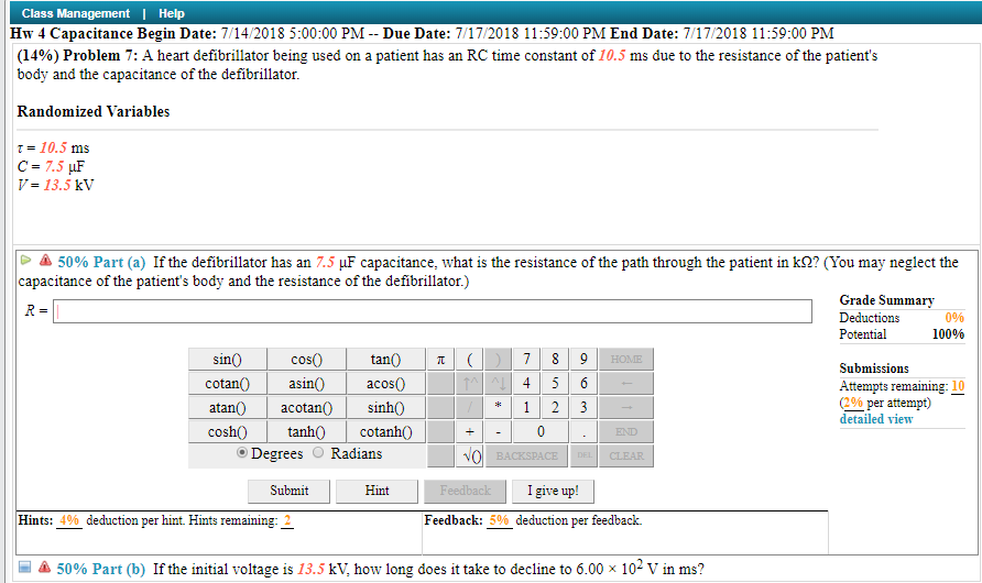 Solved Class Management | Help Hw 4 Capacitance Begin Date: | Chegg.com