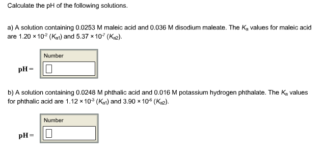 Solved Calculate the pH of the following solutions. a) A | Chegg.com