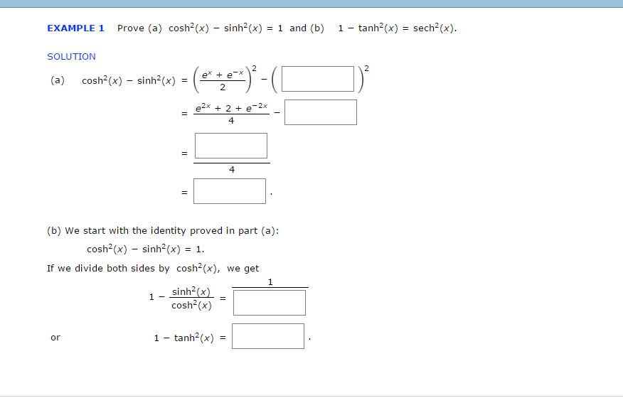Solved Prove (a) cosh^2(x) - sinh^2(x) = 1 and (b) 1 - | Chegg.com