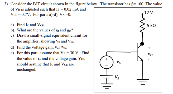 Solved 3) Consider the BJT circuit shown in the figure | Chegg.com