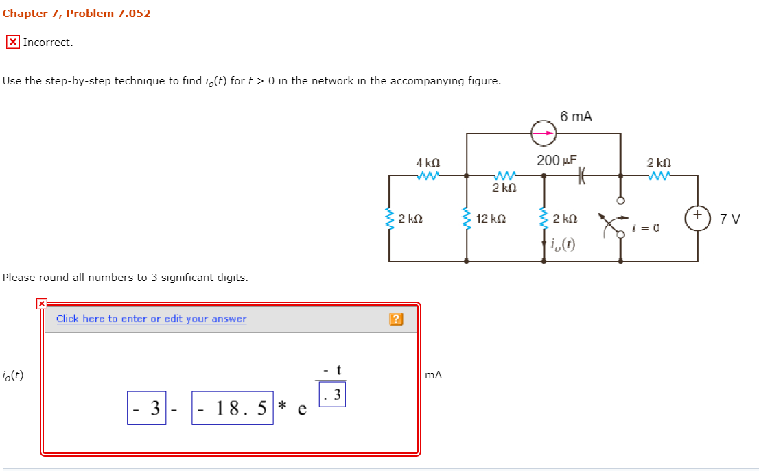 Solved Chapter 7, Problem 7.052 Incorrect g figure. 6 mA 200 | Chegg.com