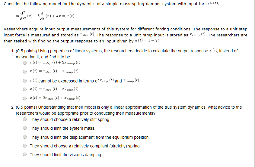 Solved Consider the following model for the dynamics of a | Chegg.com