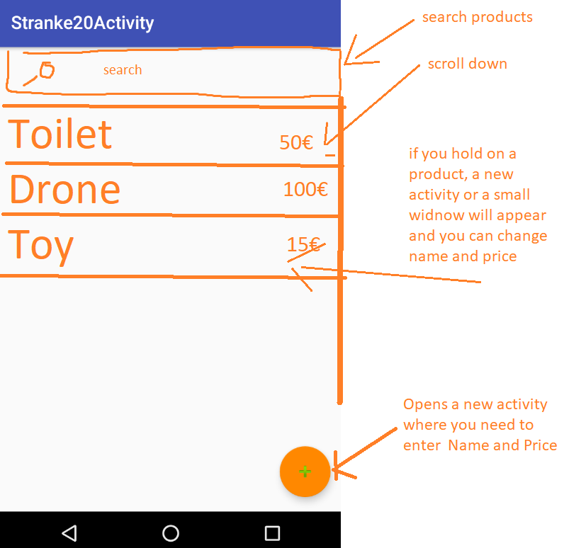 Creating an android app that lets you add contacts and products and then view them in a custom ...