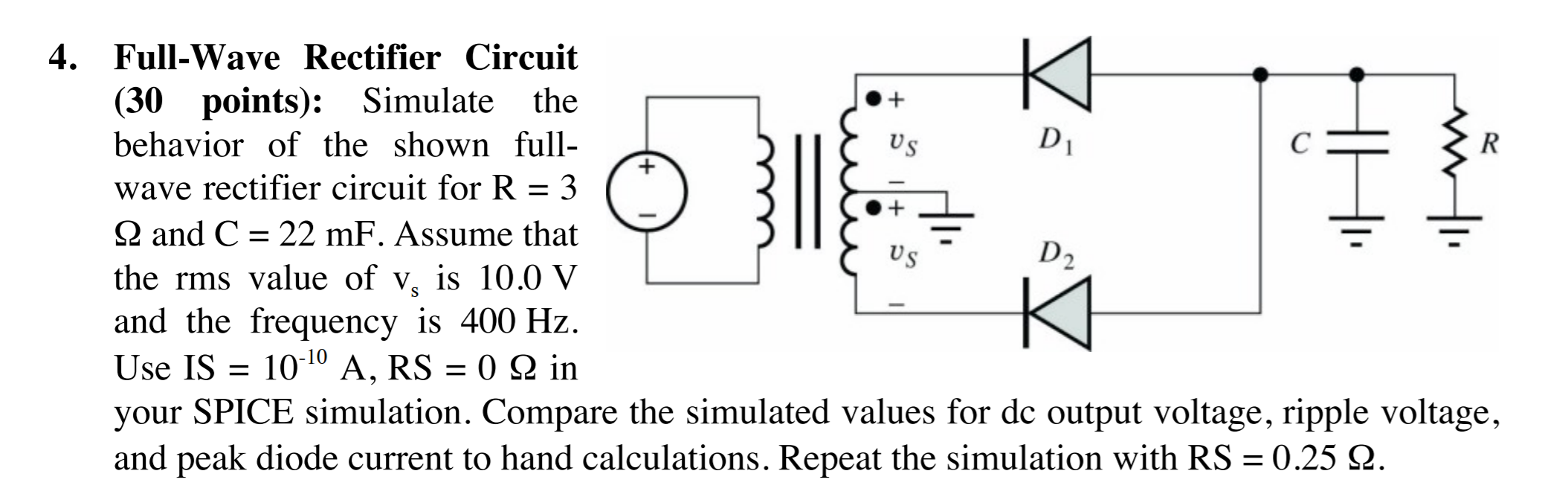 Solved Simulate the behavior of the shown full-wave | Chegg.com