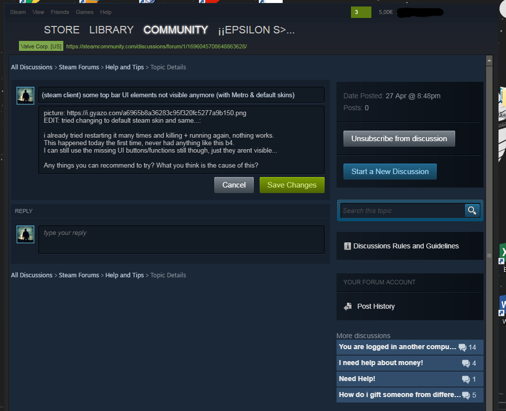(steam client) some top bar UI elements not visible anymore (with Metro ...
