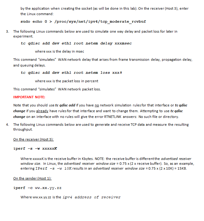 In Lab #3, you will generate TCP traffic using Linux | Chegg.com