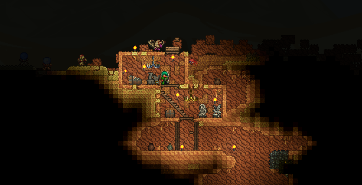 An underground home spawned above ground! : r/Terraria