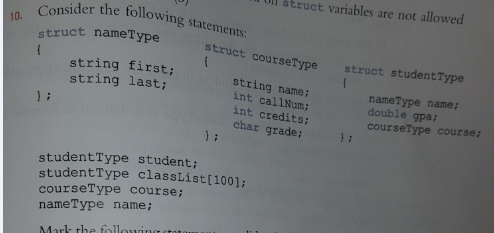 Solved Consider the following variables are not allowed 10. | Chegg.com