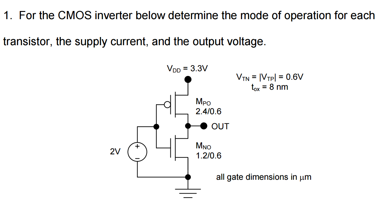 Solved For The Cmos Inverter Below Determine The Mode Of
