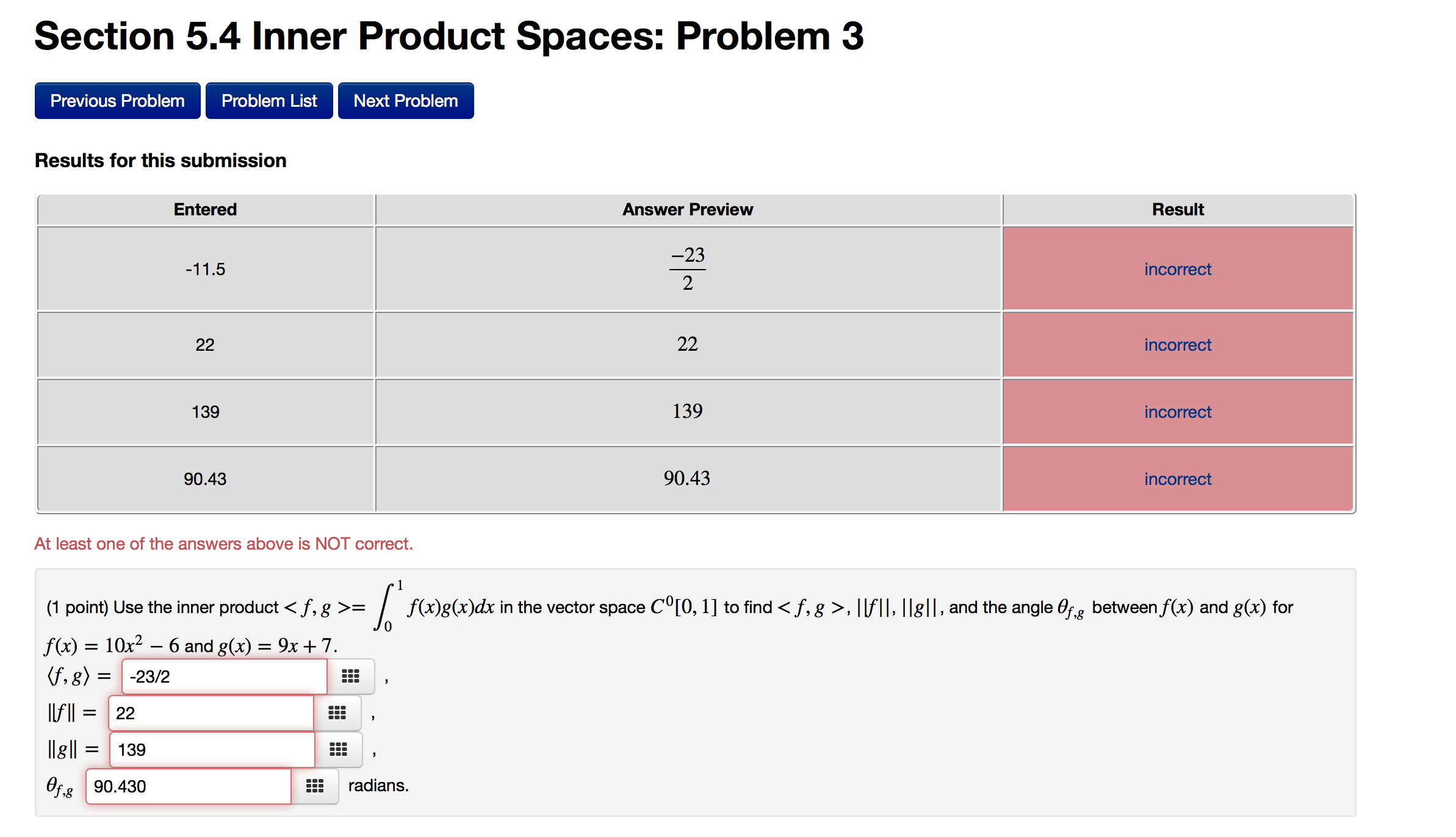 Solved Section 5.4 Inner Product Spaces: Problem 3 Previous | Chegg.com