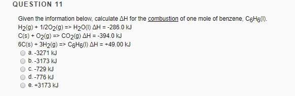 Solved Given the information below, calculate delta H for | Chegg.com